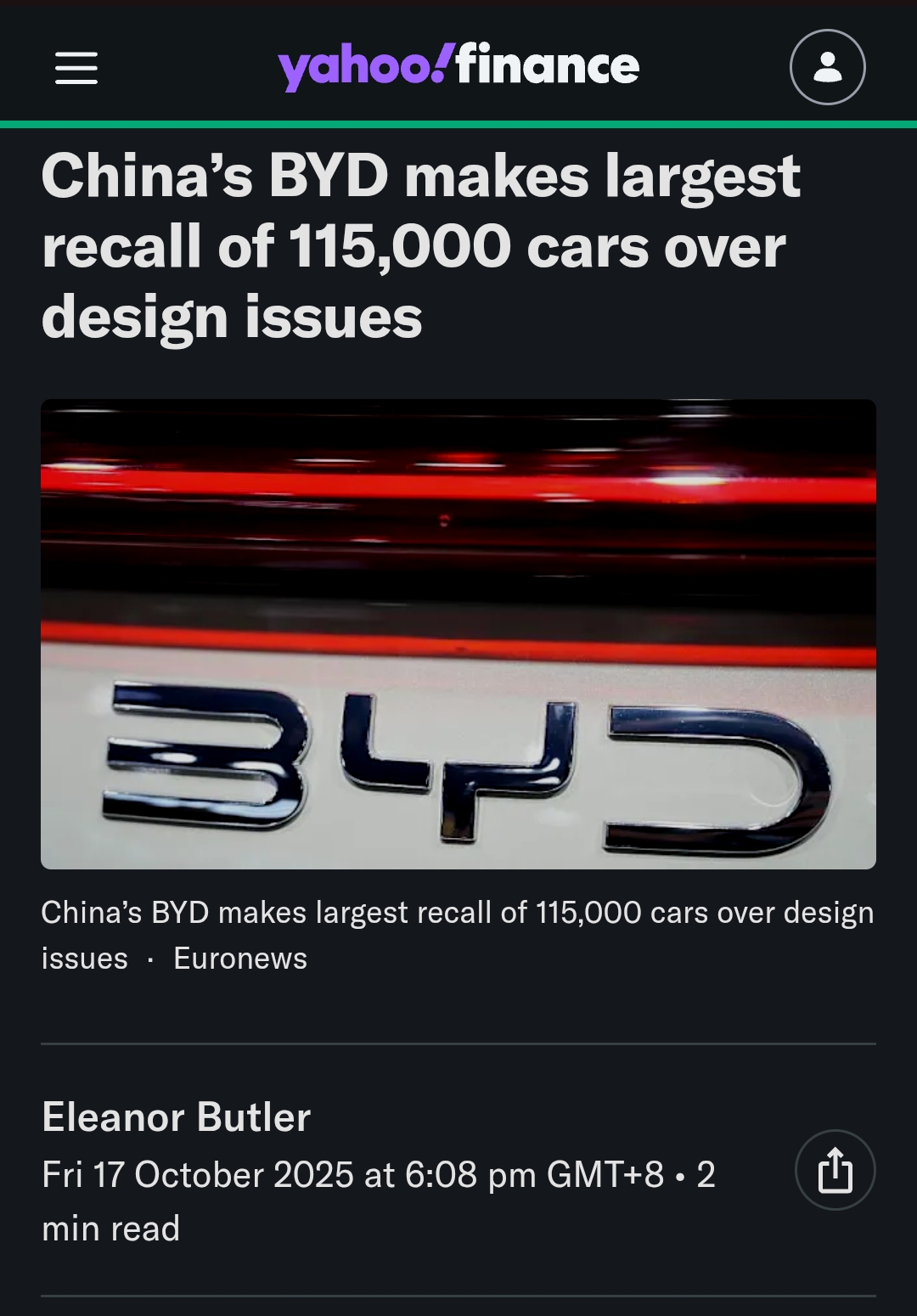 BYD、電池関連の安全リスクにより11万5000台をリコール―過去最大規模 - moomooコミュニティ