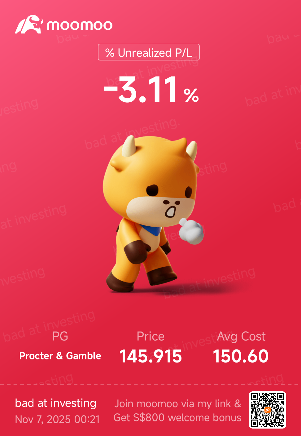 $Procter & Gamble (PG.US)$ why!!! when will it stop dropping ...