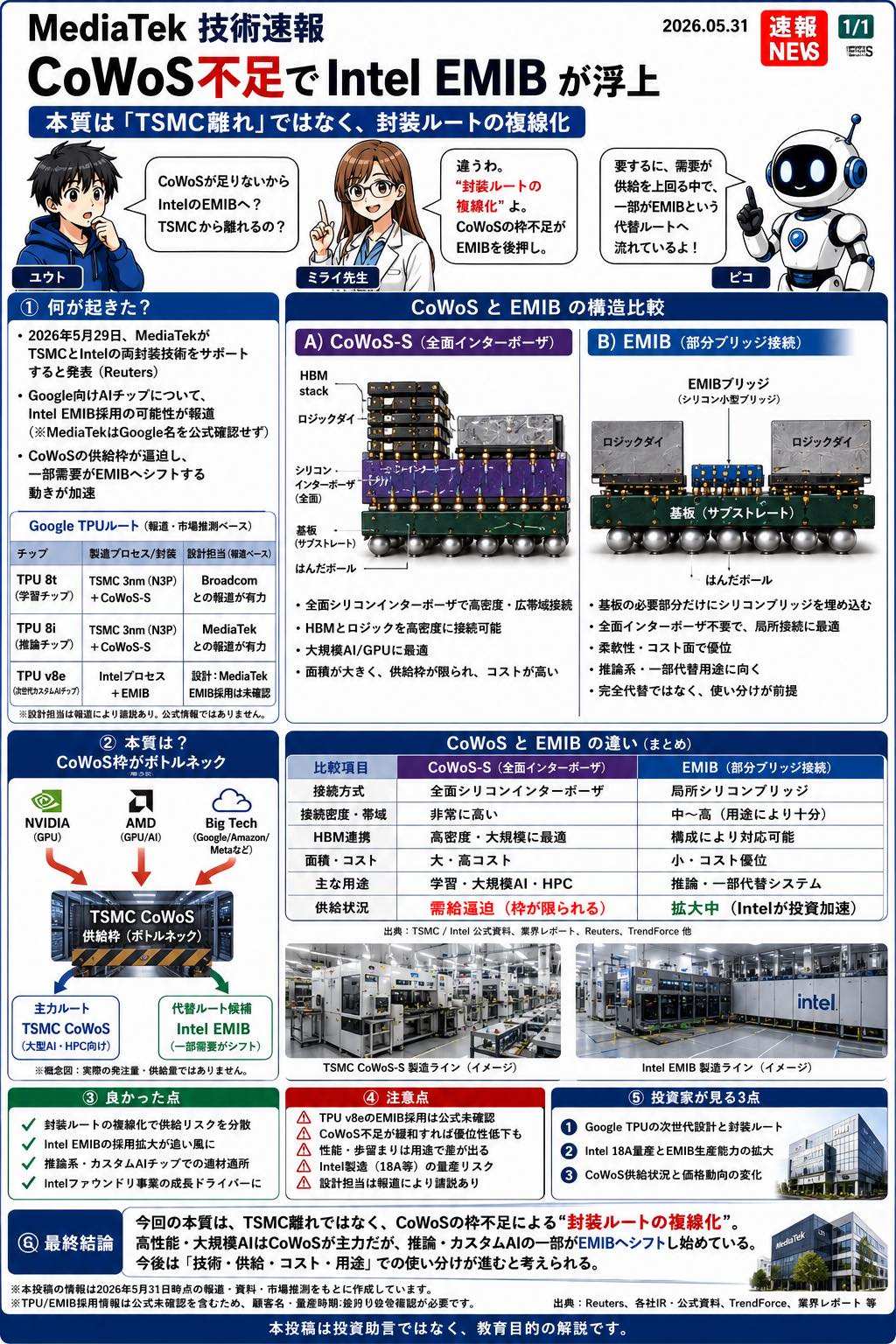 【速報】MediaTek｜CoWoS不足でIntel EMIBが浮上 - moomooコミュニティ